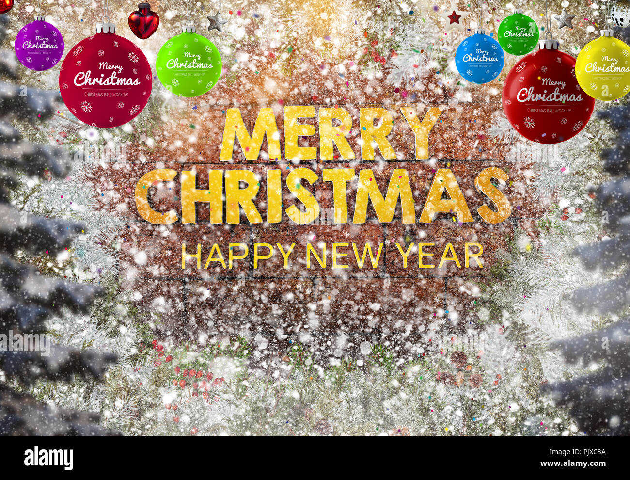 Merry Christmas card background decoration, Happy New Year Stock Photo ...