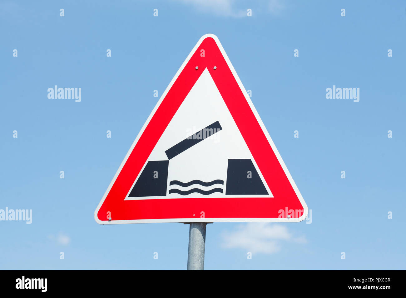 Road Sign Moving bridge Stock Photo - Alamy