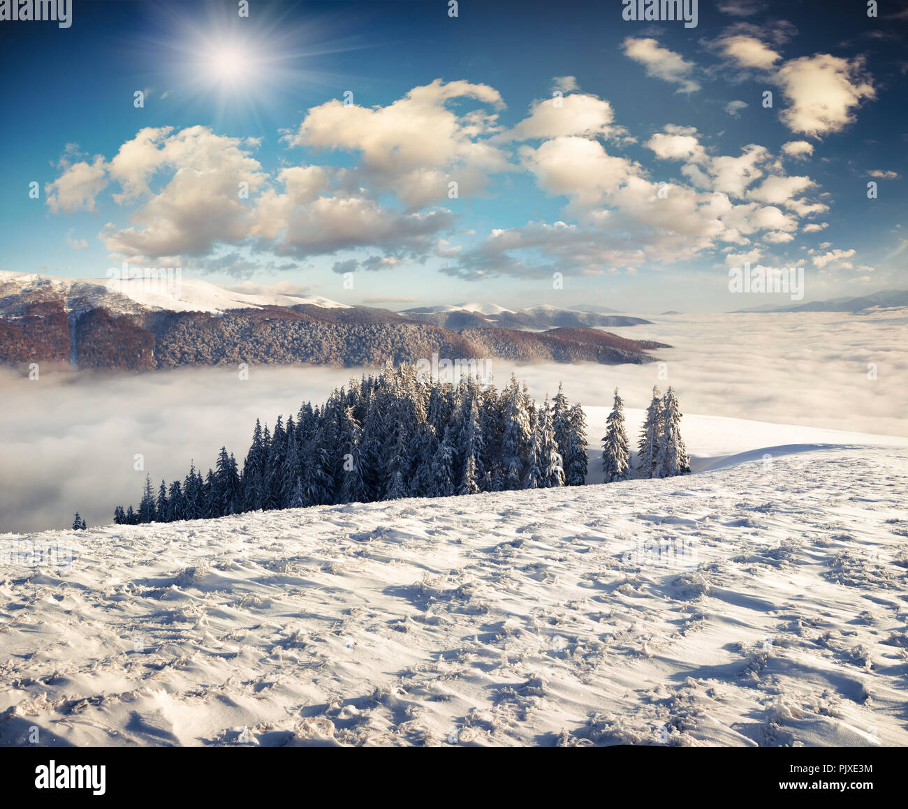 Beautiful mountain landscape in snow hi-res stock photography and ...