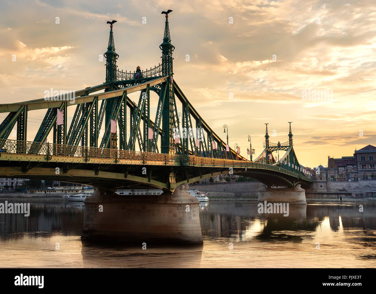 Budapest Liberty Bridge under beautiful morning sky, Hungary Stock ...