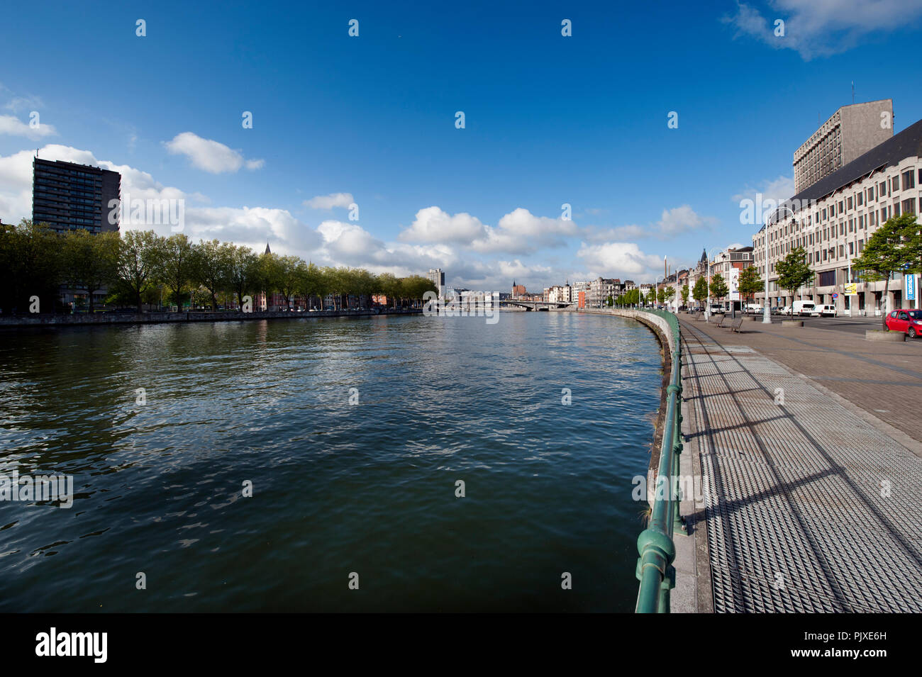 The Meuse river along the La Batte embankment in Liège (Belgium, 18/04 ...