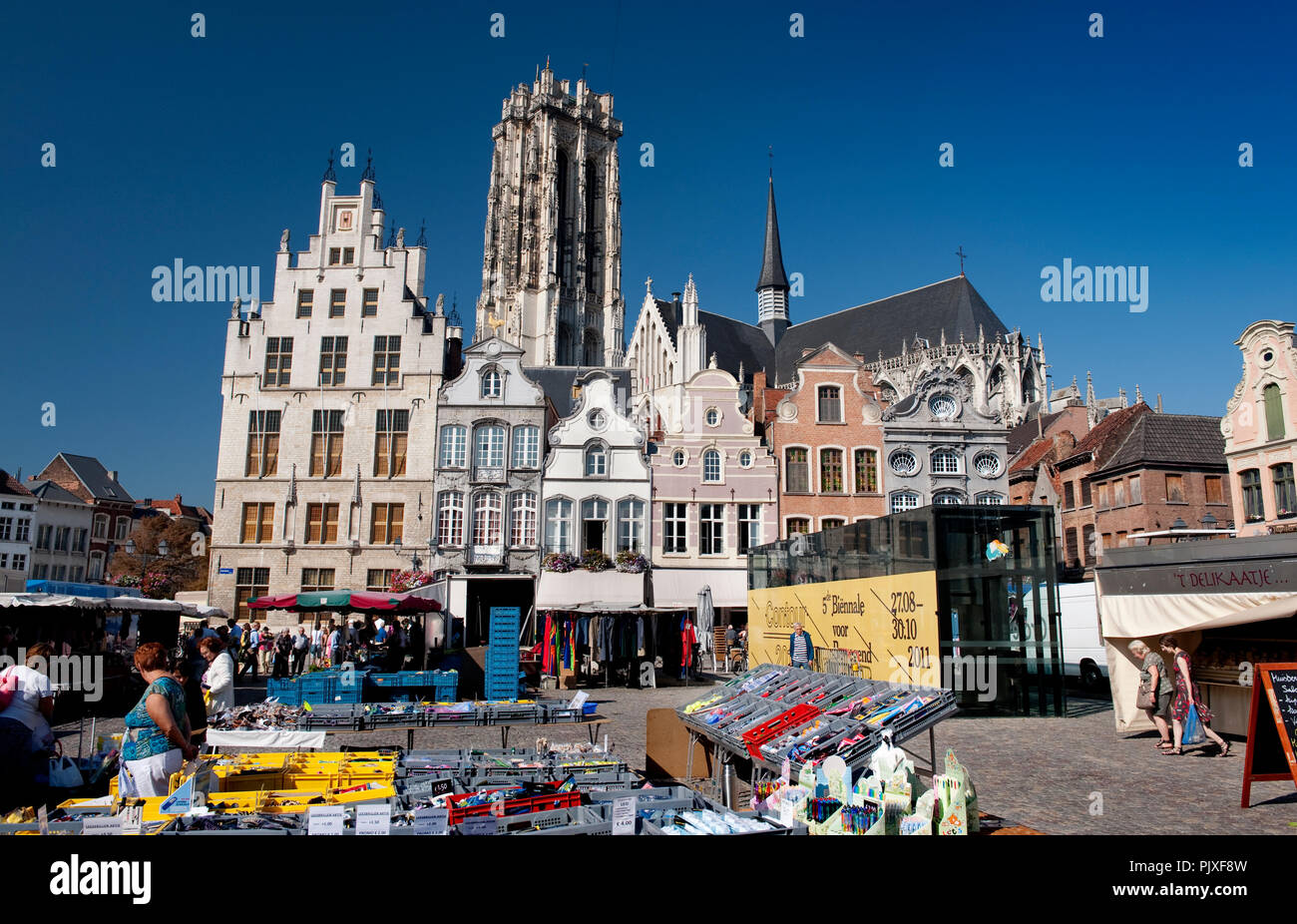 the Grote Markt central square and the St. Rumbolds Cathedral in ...