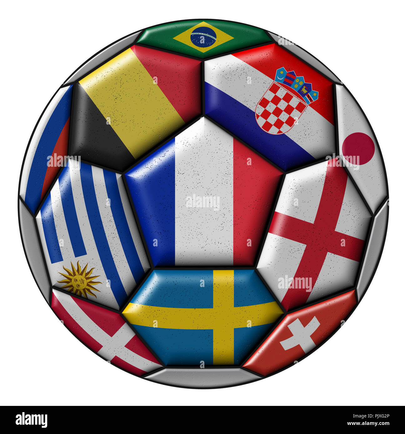 Soccer ball with various flags isolated on white background - world ...