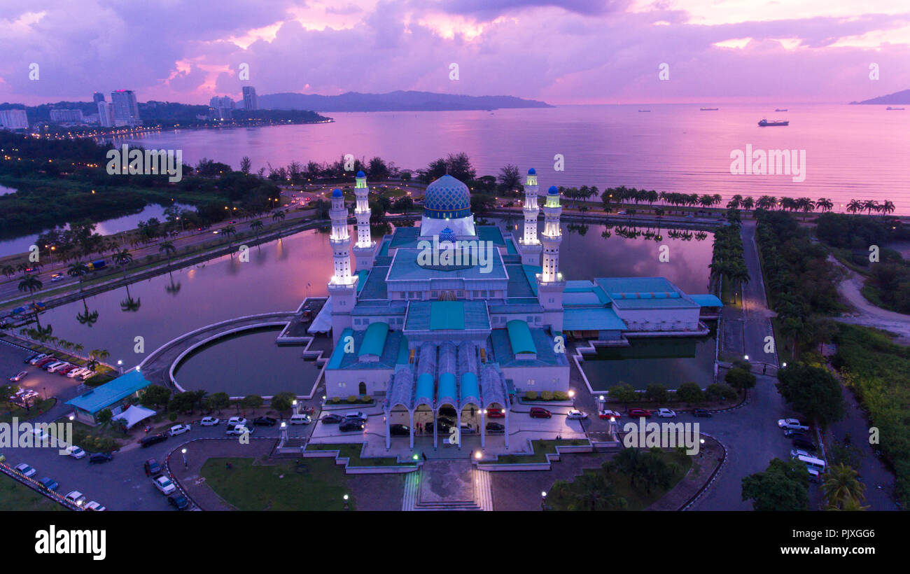 An aerial view Kota Kinabalu City Mosque,Kota Kinabalu,Sabah,Malaysia ...