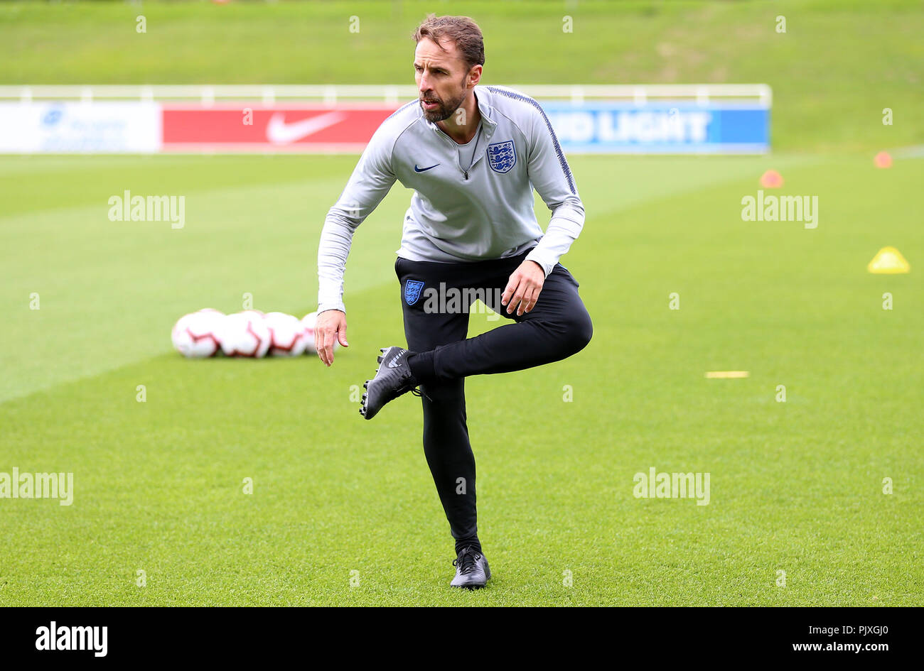 England Manager Gareth Southgate during the training session at St ...