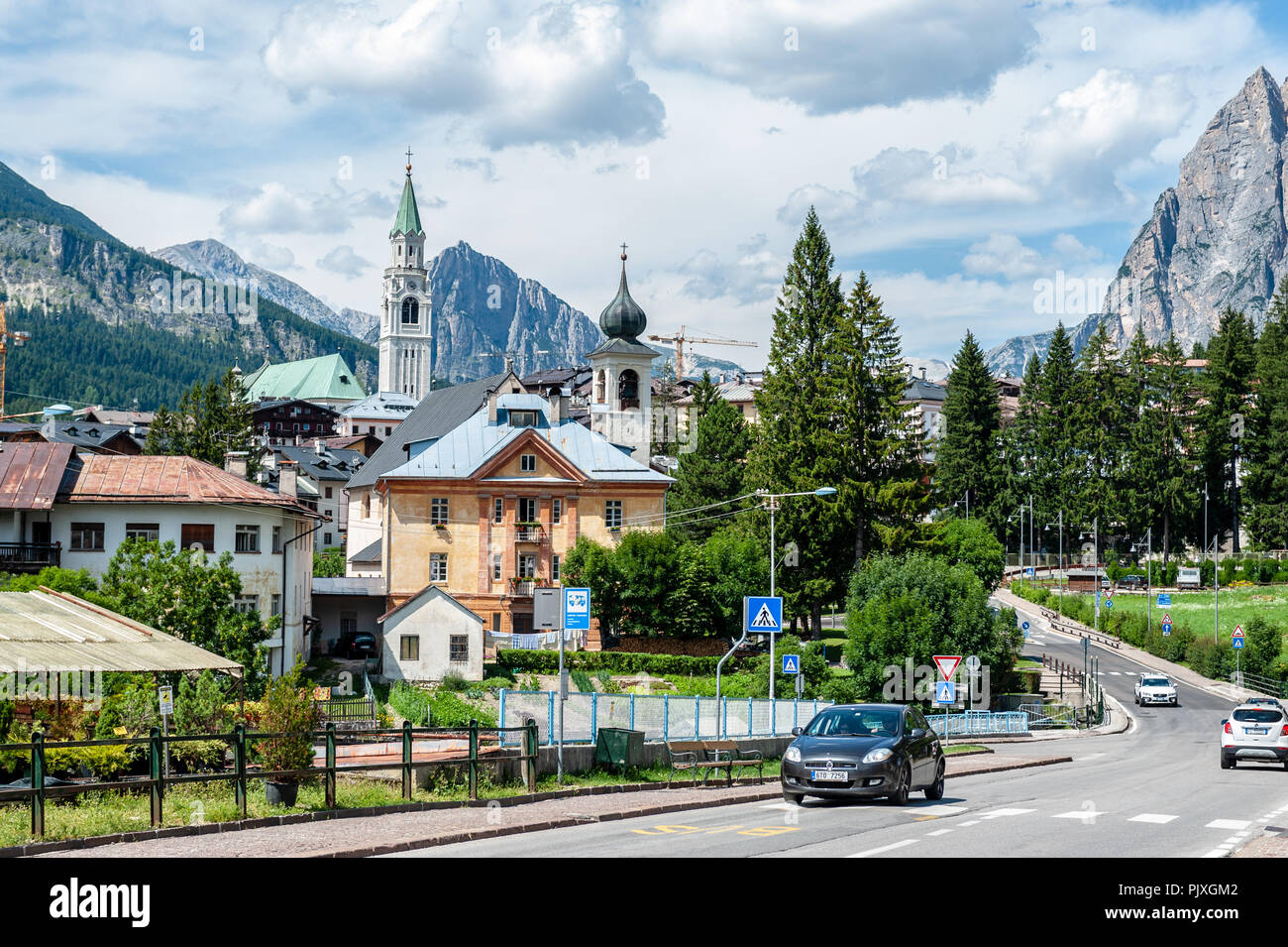 Cortina D' Ampezzo, Italy, July 28, 2018. The Entrance to the City of ...
