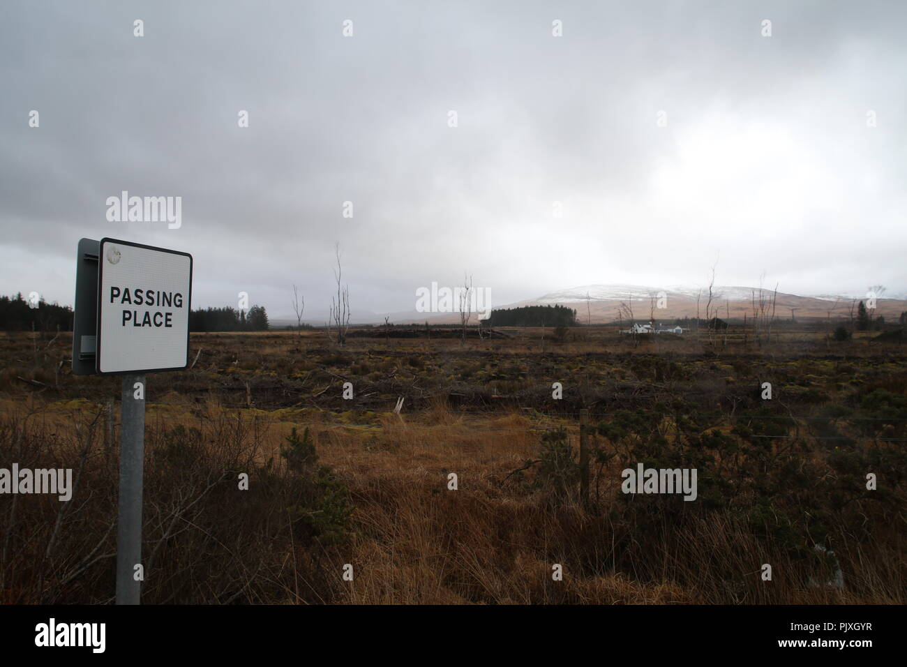 A Passing Place sign on a single track road on Islay / un signe Passing ...