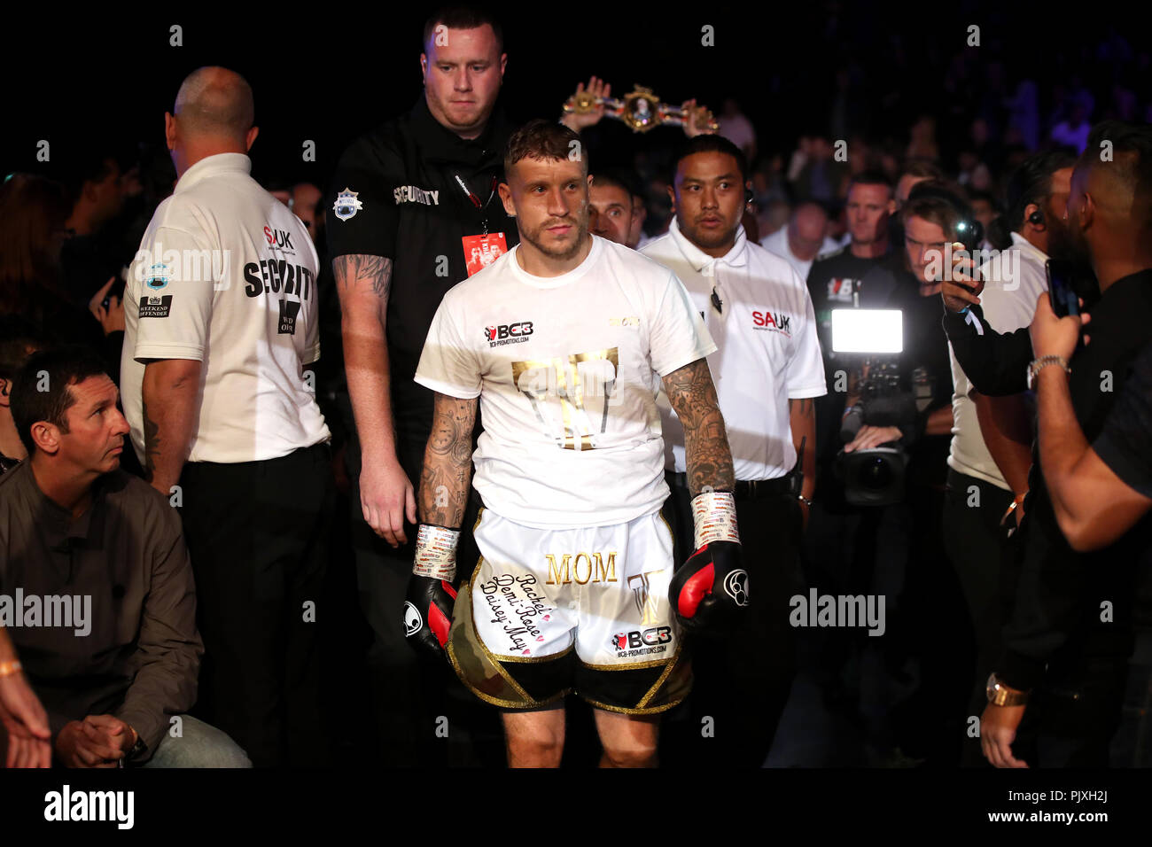 Jason Welborn walks to the ring for his British Middleweight ...