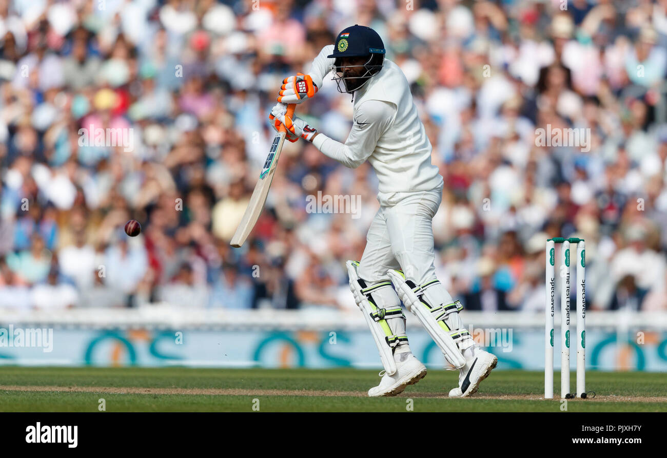 India's Ravindra Jadeja during the test match at The Kia Oval, London ...