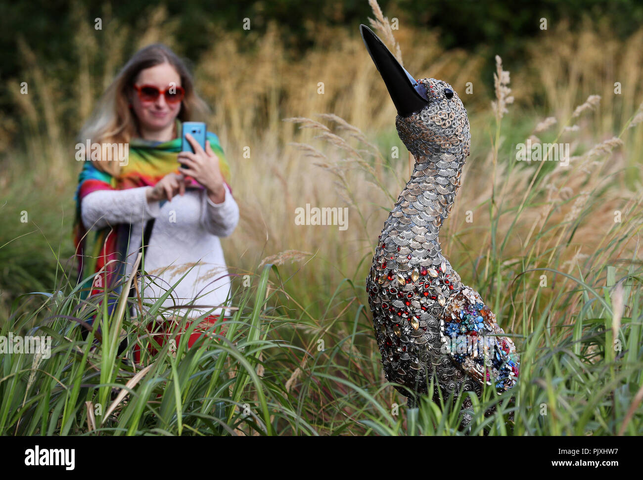 A woman photographs 'Jabberwocky' by Ann Dillon which forms part of ...
