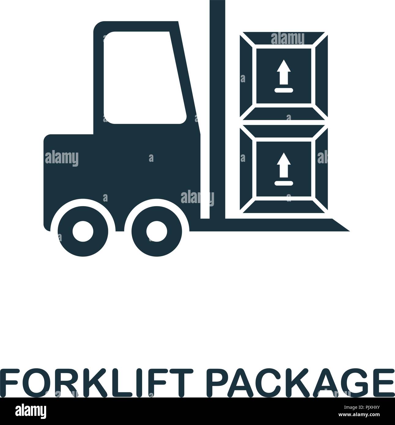 Forklift Package icon. Monochrome style design from logistics delivery ...