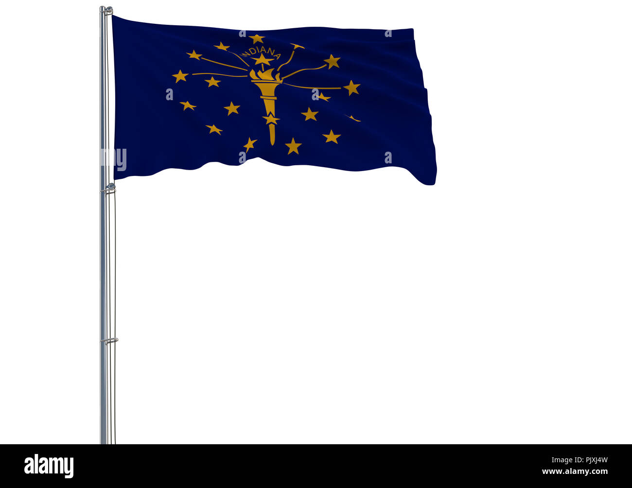 Isolated flag of the US state of Indiana is flying in the wind, 3d ...