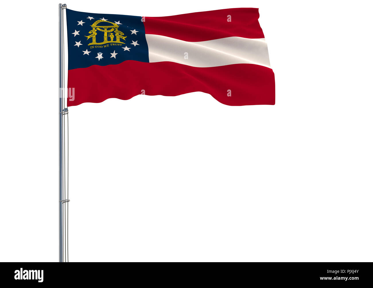 Isolated flag of the US state of Georgia is flying in the wind, 3d ...