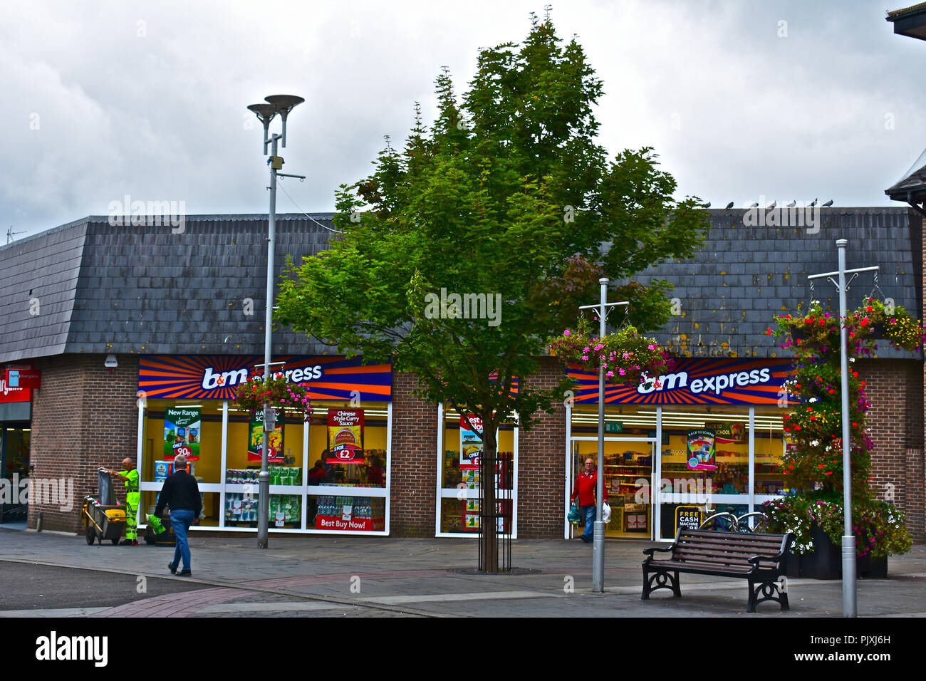 The front entrance of the B&M Express shop located in Market Street in ...