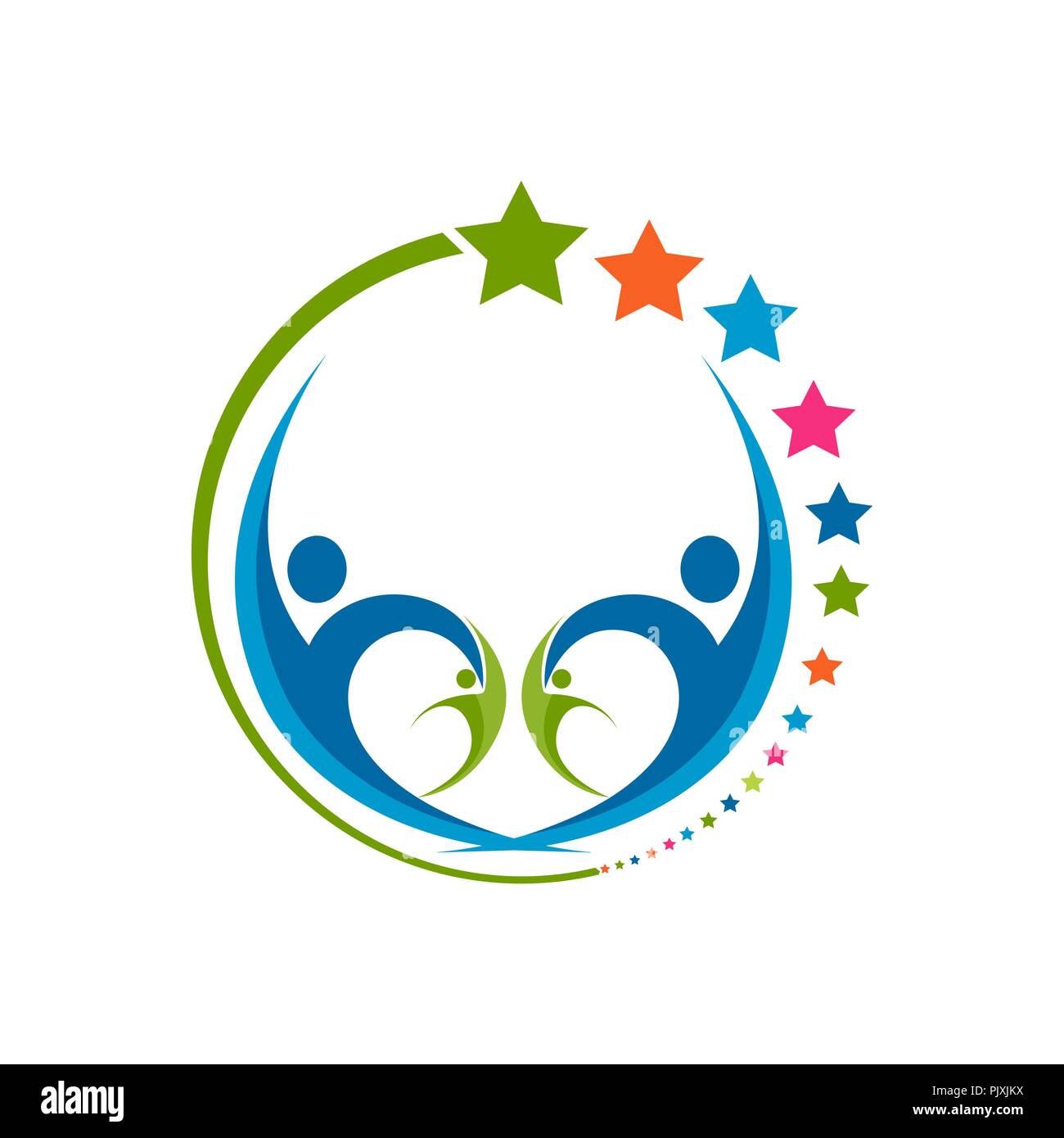 Human star creative logo design. Star people abstract vector emblem for ...