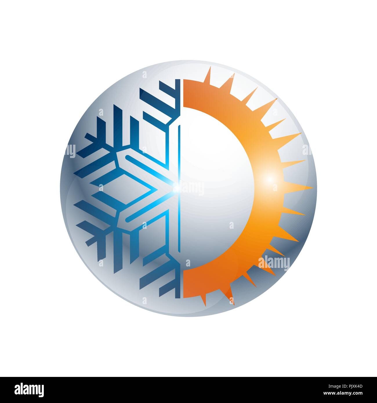 gear Hot and cold round sign logo. Temperature balance icon. Sun and ...