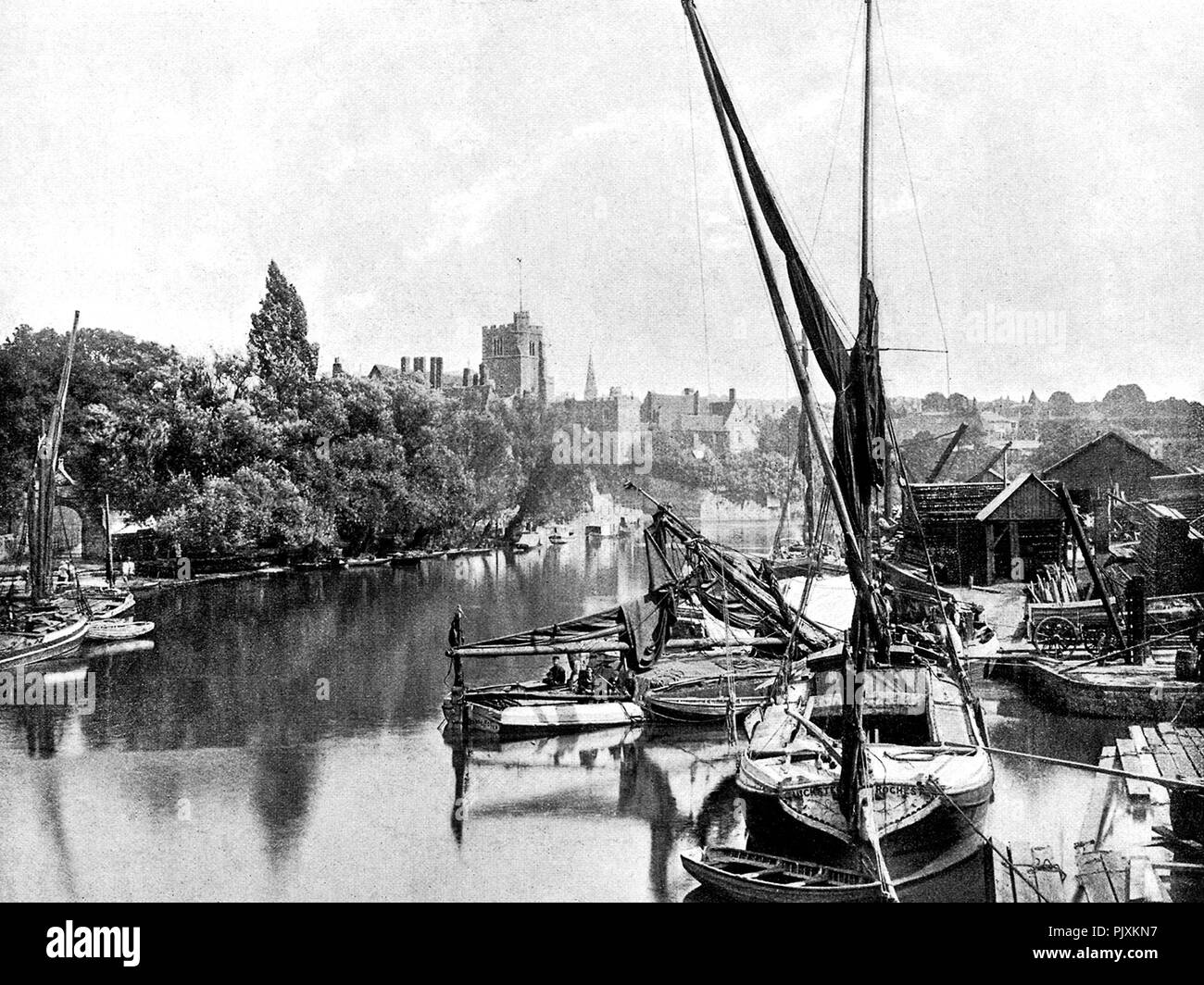 Maidstone from the River Medway, early 1900s Stock Photo - Alamy