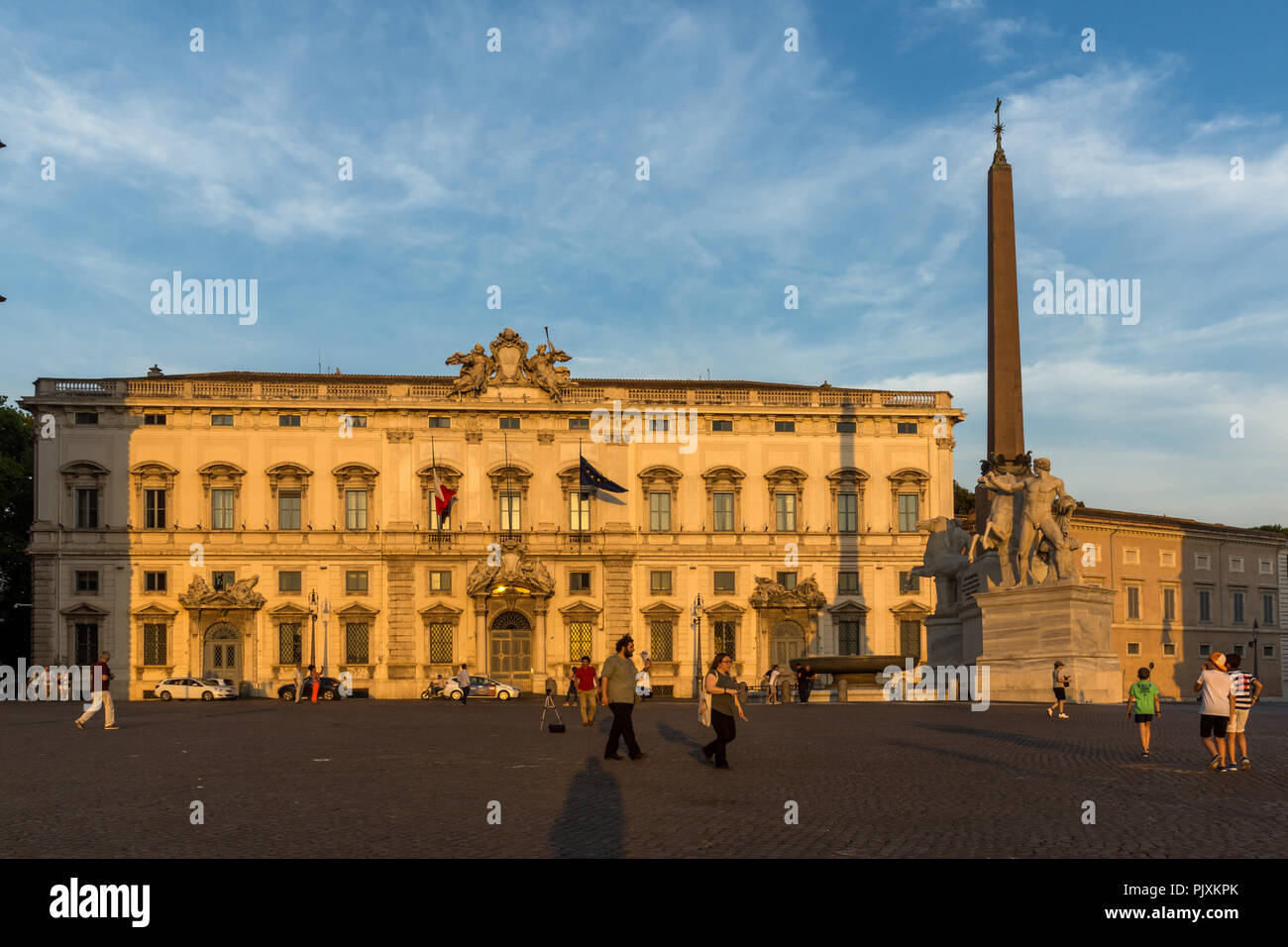ROME, ITALY - JUNE 24, 2017: Sunset view of Obelisk and Palazzo della ...