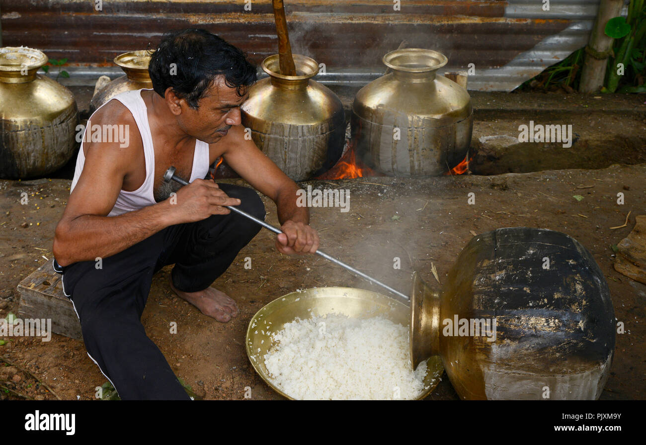 Cooking Food Outdoors Using Fire Woods in Village Stock Photo - Alamy