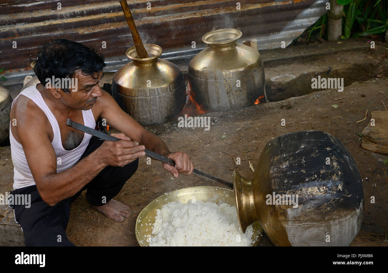 Cooking Food Outdoors Using Fire Woods in Village Stock Photo - Alamy