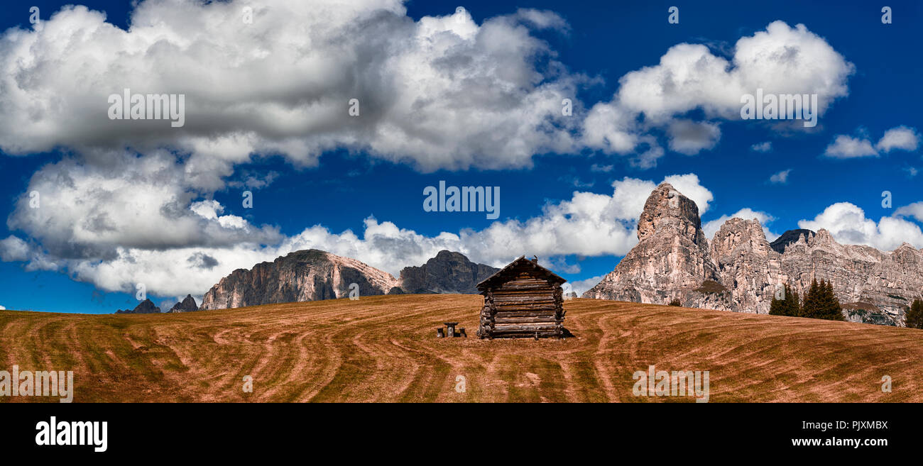Landscape of mountains of Alta Badia in the Dolomites in summer season ...
