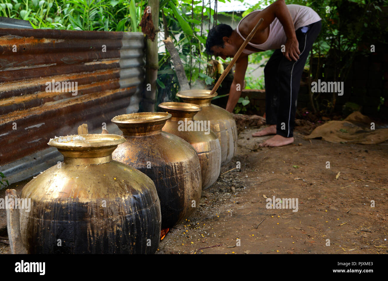 Cooking Food Outdoors Using Fire Woods in Village Stock Photo - Alamy