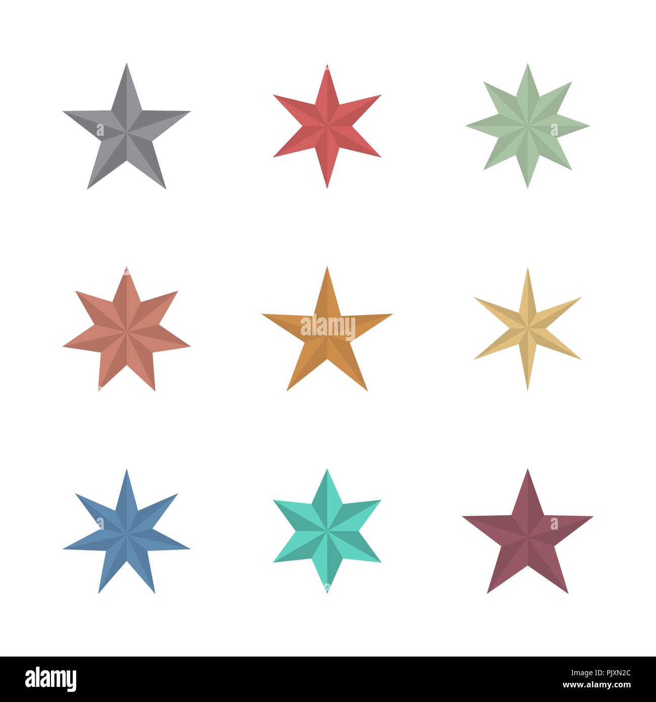 Flat star with 3d effect, isolated on white background, vector ...