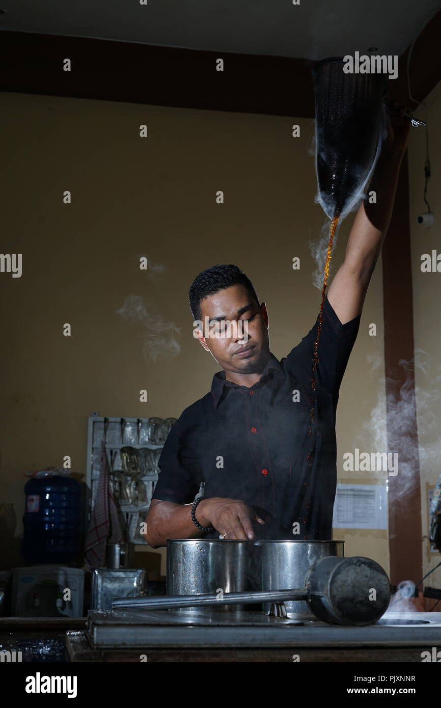 Traditional process of Aceh coffee making by Barista at Local Coffee ...