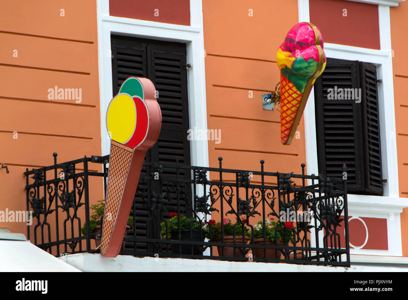 Two big ice creams like advertising for ice cream store Stock Photo - Alamy