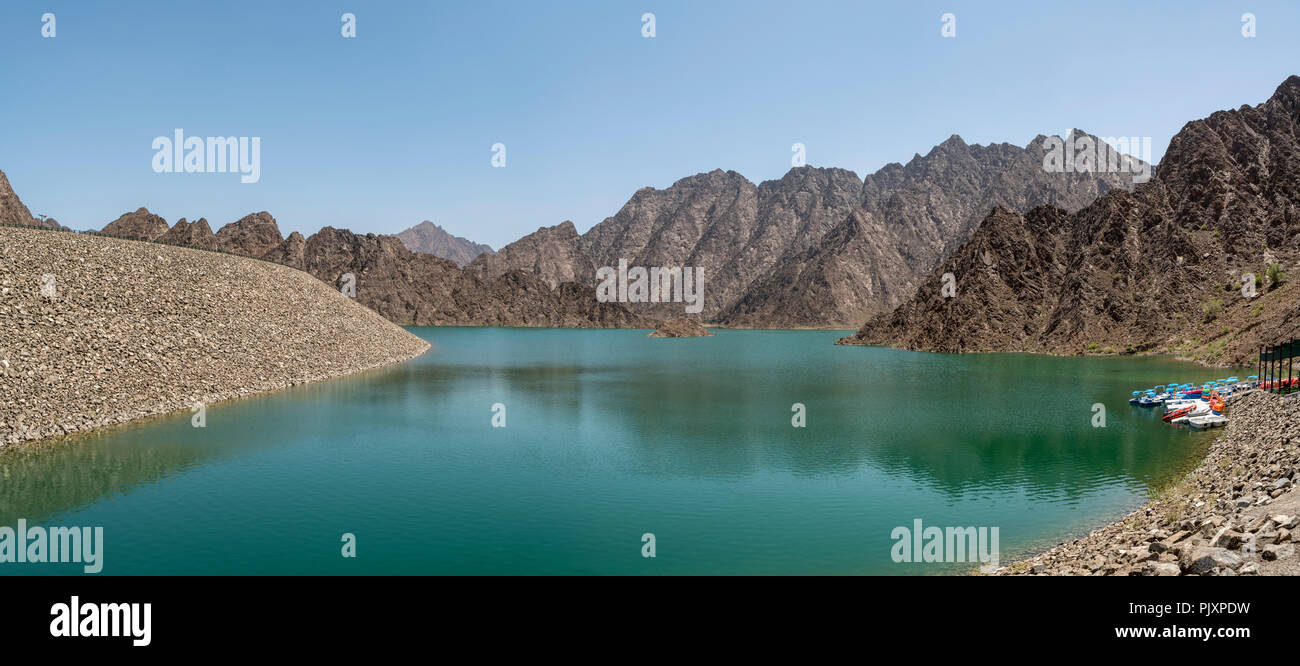 Hatta Dam in Hatta, an enclave of the emirate of Dubai in the Hajar ...