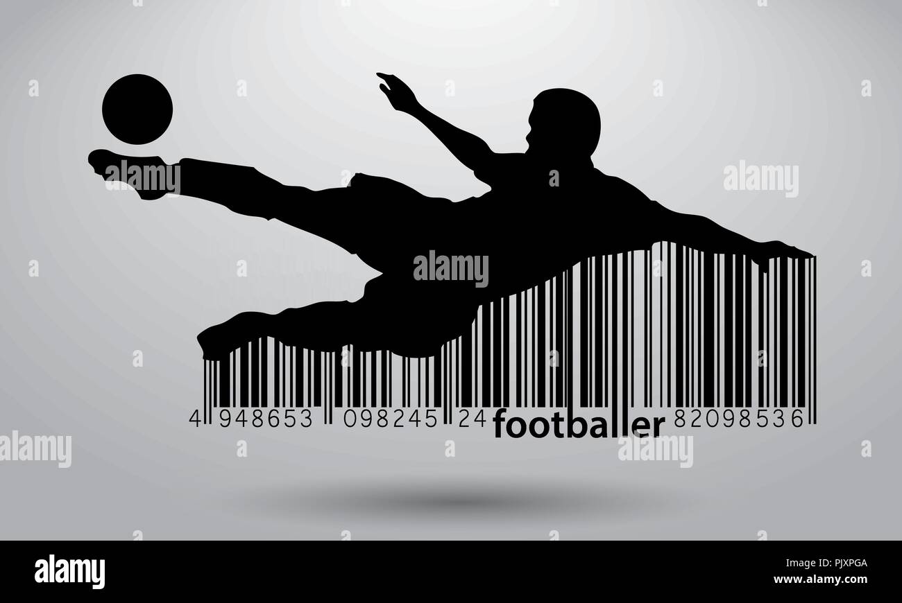 silhouette of a football player and barcode Stock Vector Image & Art ...