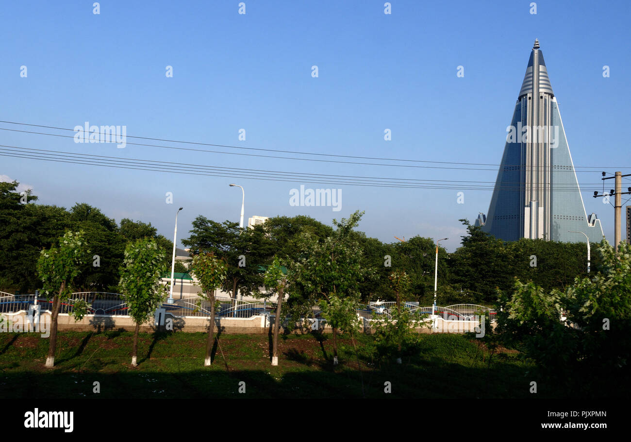The Ryugyong Hotel, empty and unfinished landmark of Pyongyang, North ...