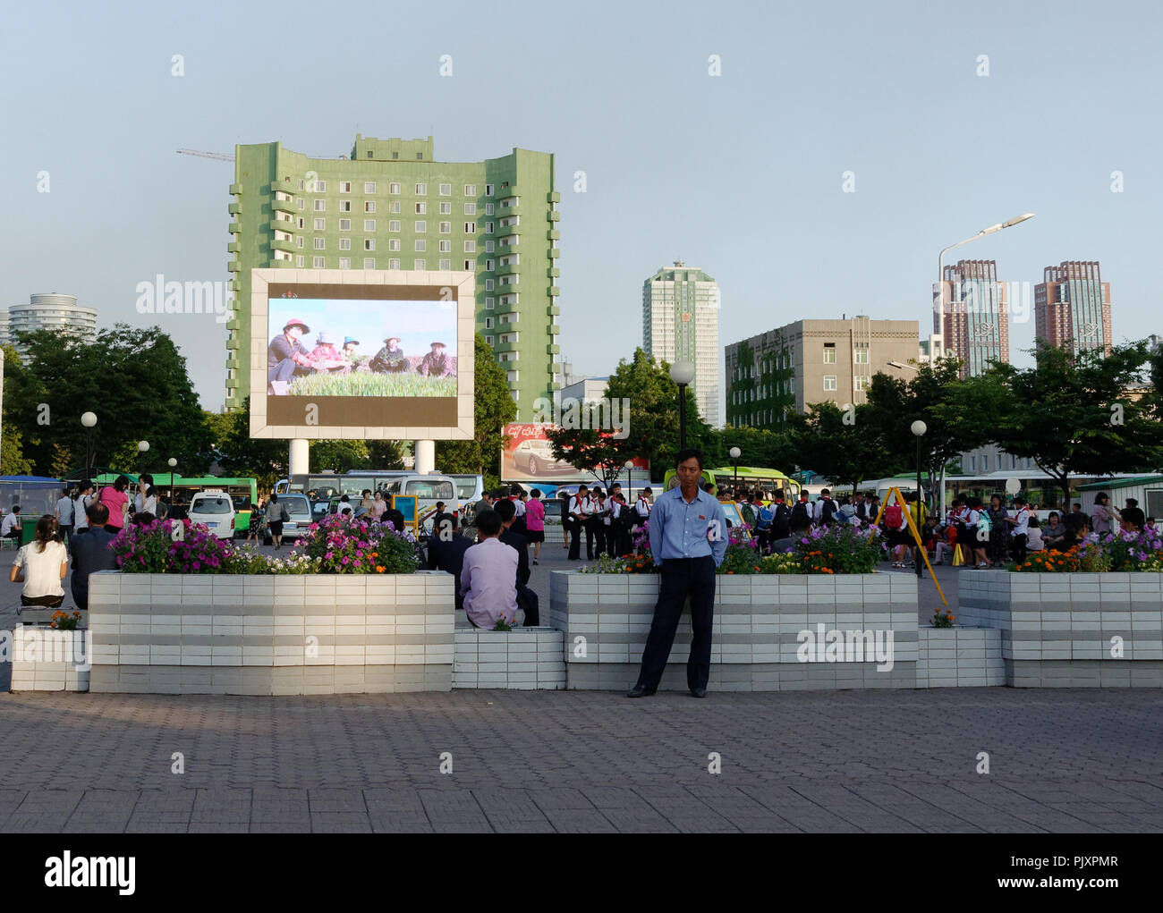 The busy area outside Pyongyang Railway station, North Korea with video ...