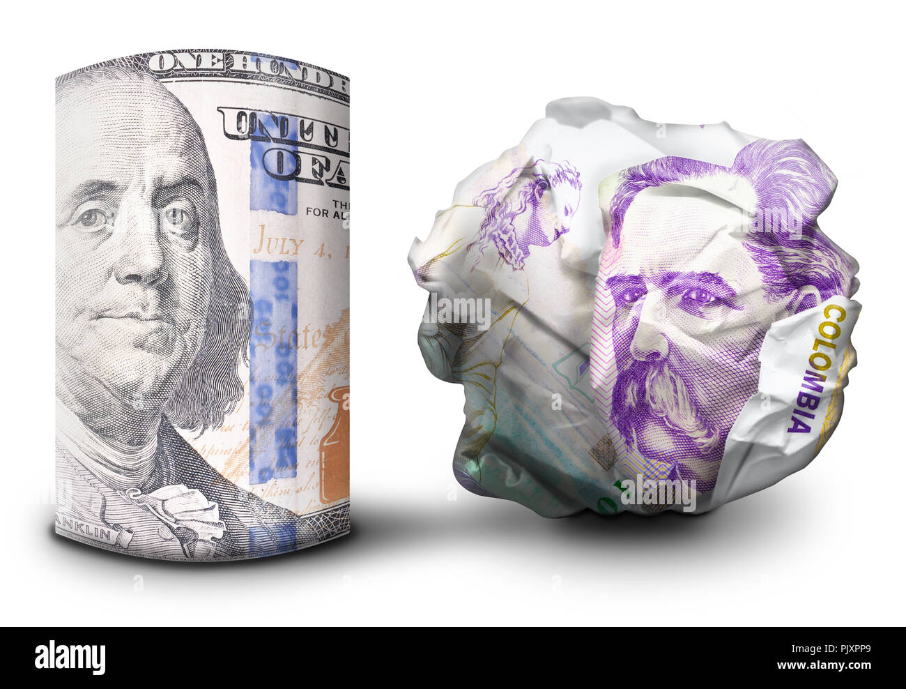 Cop colombian peso bills falling hi-res stock photography and images ...