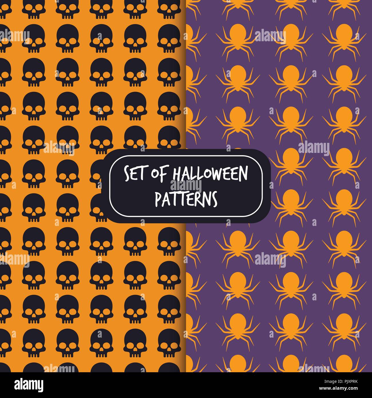 set of halloween pattern backgrounds skull spider vector Stock Vector ...