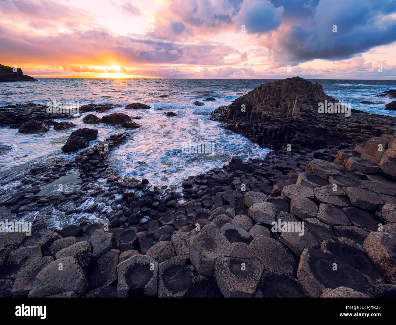 Summer sunset in giant causeway,Northern Ireland Stock Photo - Alamy