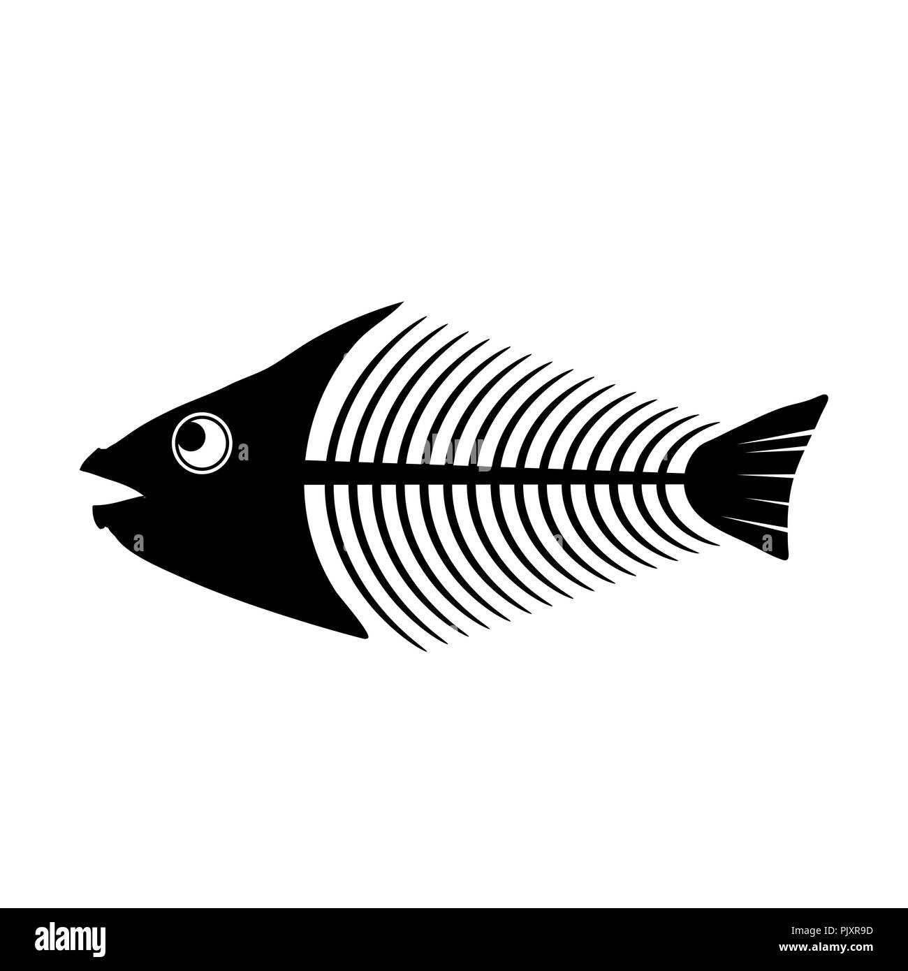 Fish Bone Skeleton Symbol Isolated on White Background. Sea Fishes Icon ...