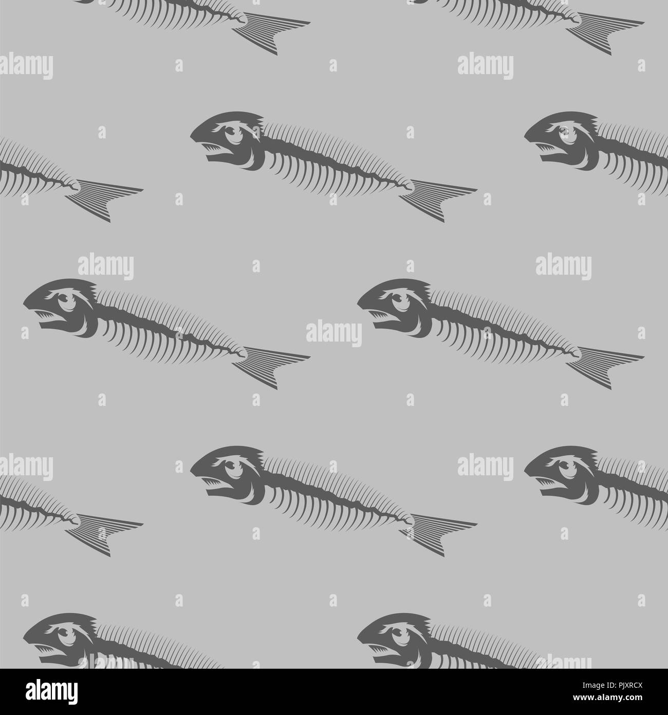 White Fish Bone Skeleton Seamless Pattern. Sea Fishes Icons Stock Photo ...