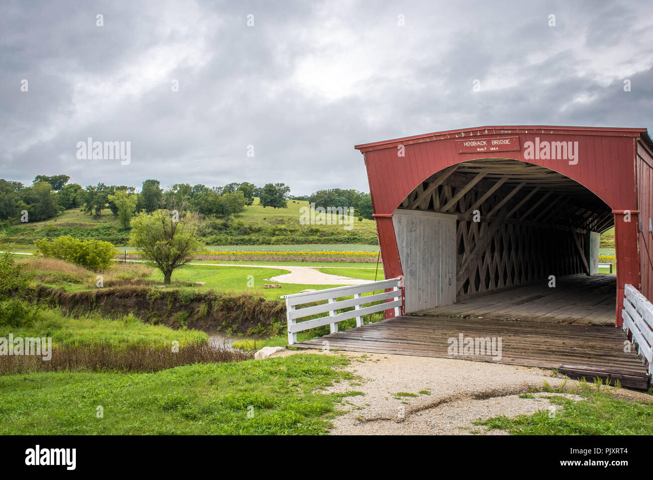 The Historic Hogback Covered Bridge, Madison County, Iowa, USA Stock ...