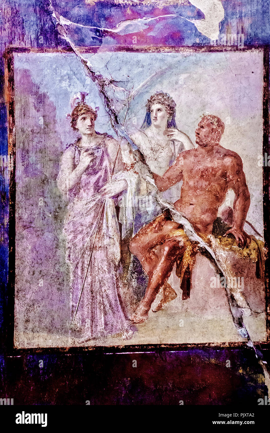 Mural Depicting Hercules In Olympus Herculaneum Italy Stock Photo - Alamy