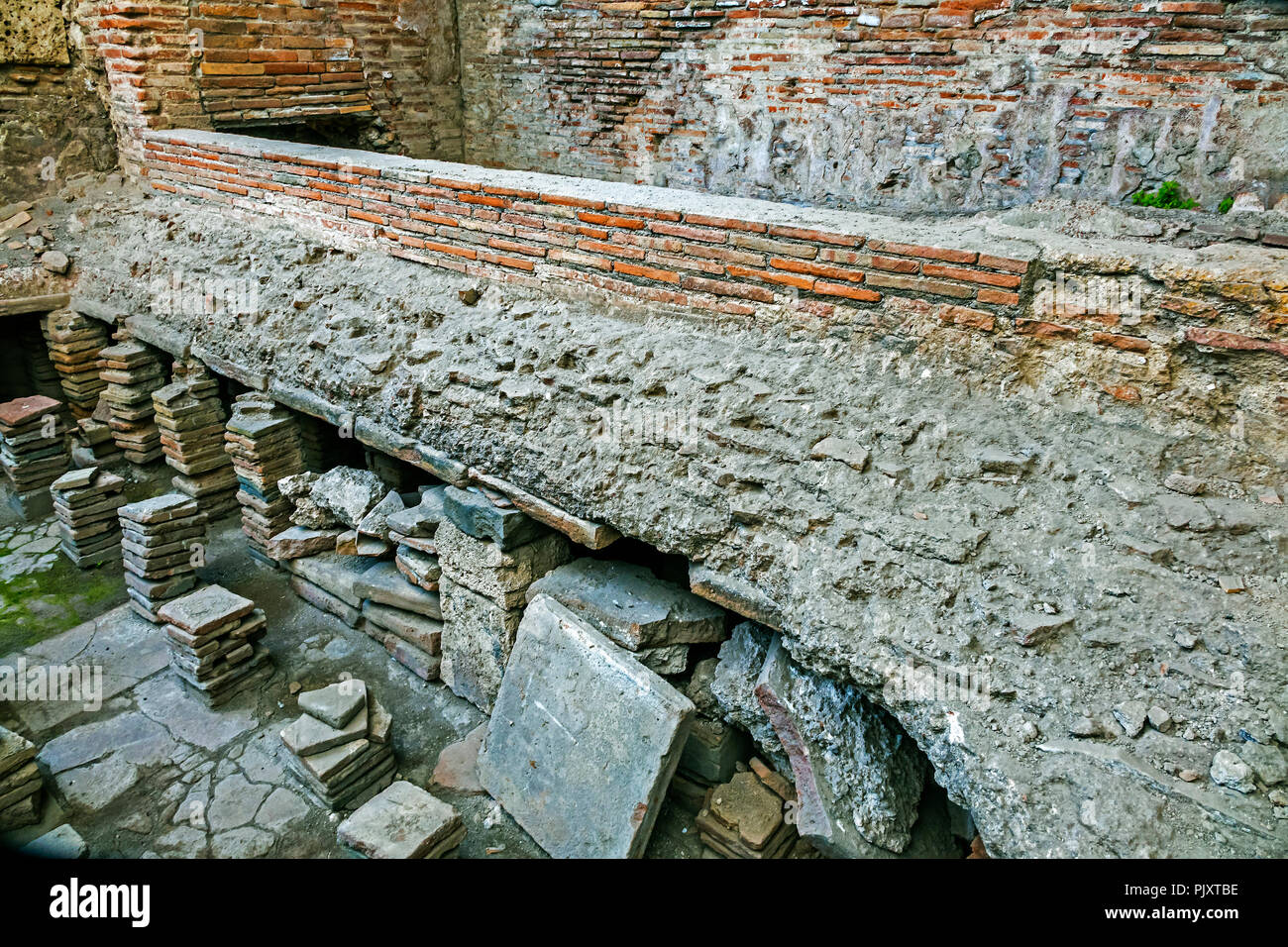 Roman Bathhouse Showing Heating Area Pompeii Campanula Italy Stock ...