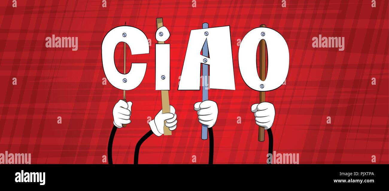 Diverse hands holding letters of the alphabet created the word Ciao ...