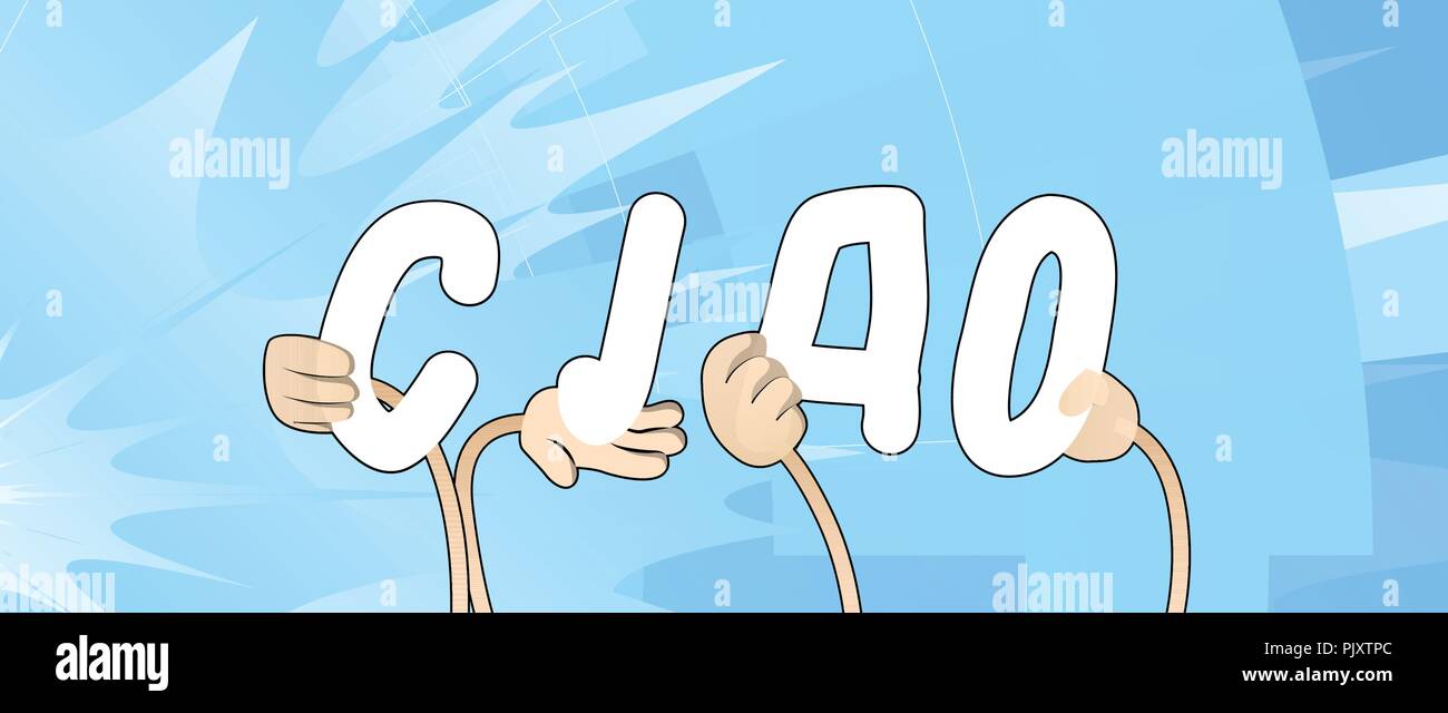 Diverse hands holding letters of the alphabet created the word Ciao ...