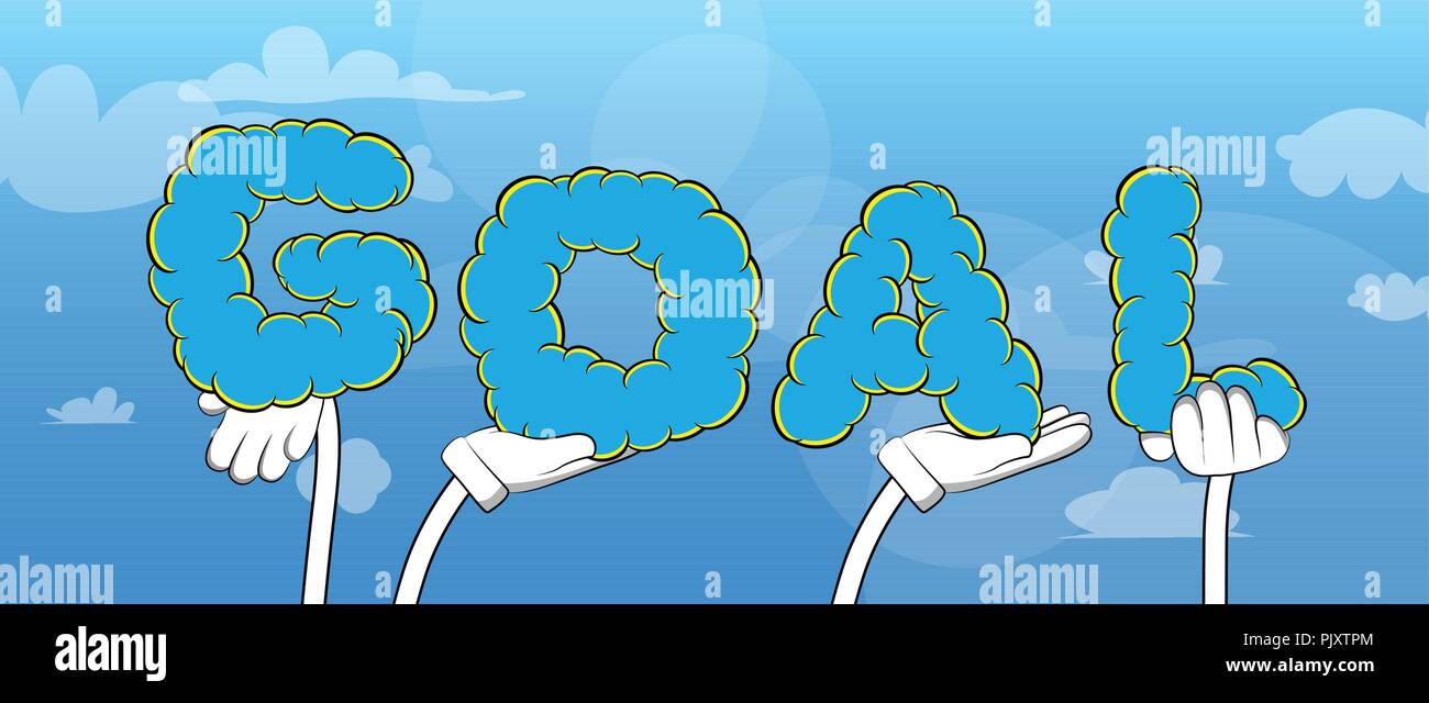 Diverse hands holding letters of the alphabet created the word Goal ...