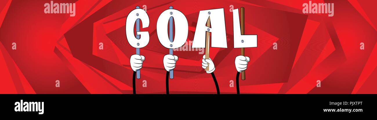 Diverse hands holding letters of the alphabet created the word Goal ...