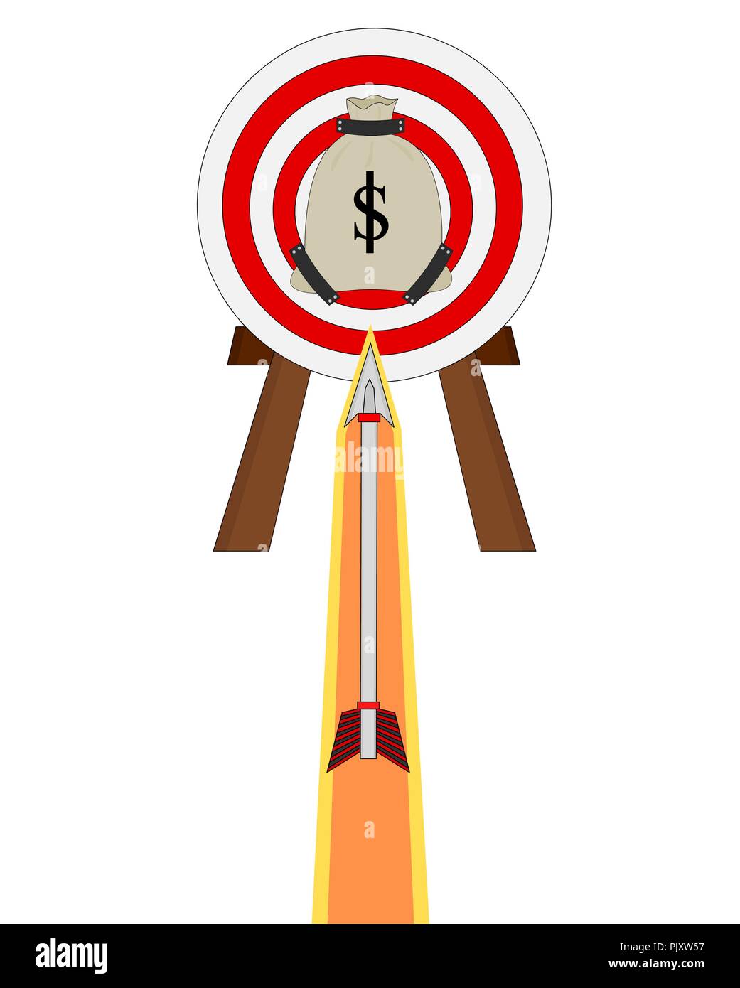Isolated business success hitting arrow to money target , goal concepts ...
