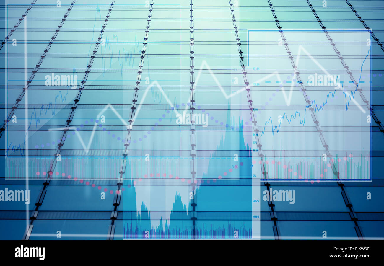 Composing with business building and stock chart Stock Photo - Alamy
