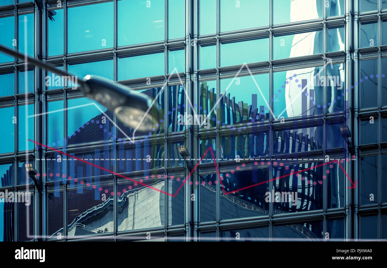 Composing with business building and stock chart Stock Photo - Alamy
