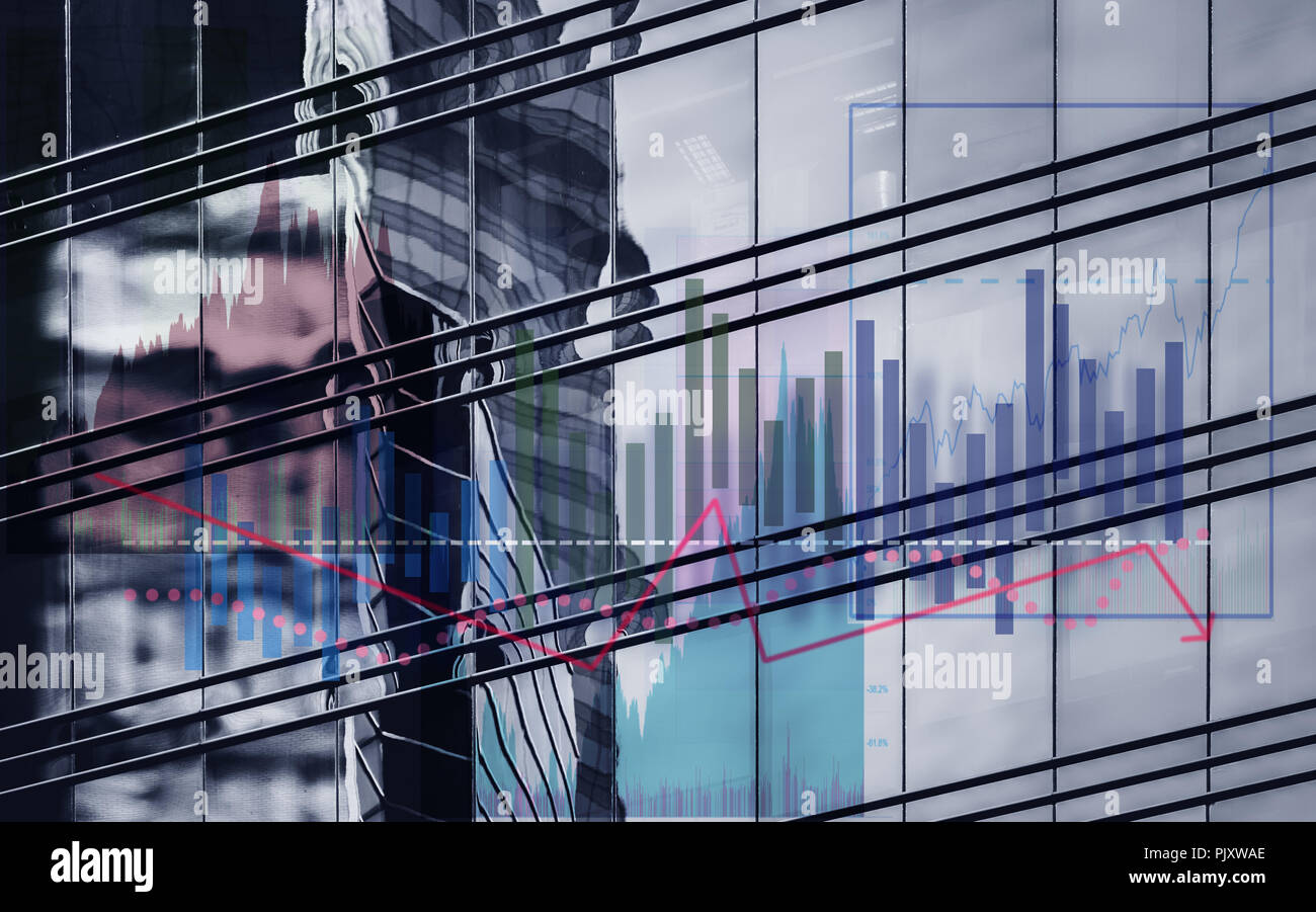 Composing with business building and stock chart Stock Photo - Alamy