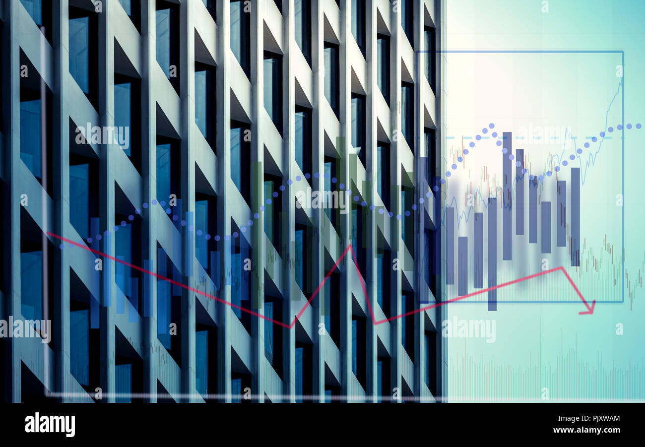 Composing with business building and stock chart Stock Photo - Alamy